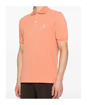 Brunello Cucinelli Logo Detailed Short-sleeved Polo Shirt - Orange