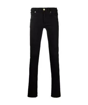 Versace Logo Patch Slim-fit Jeans - Black
