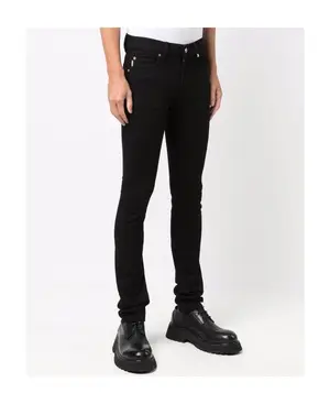 Versace Logo Patch Slim-fit Jeans - Black