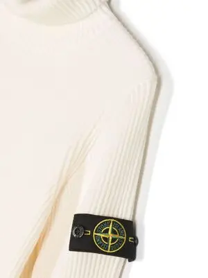 Stone Island Logo Long Sleeve Sweater - Ivory