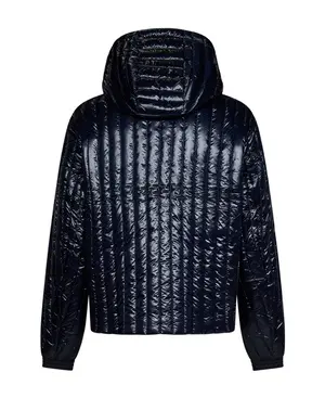 Emporio Armani Logo Embroidered Quilted Hooded Jacket