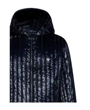 Emporio Armani Logo Embroidered Quilted Hooded Jacket