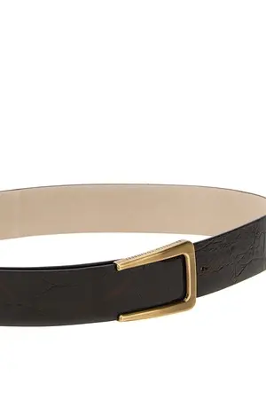 Brunello Cucinelli Engraved Logo Buckle Leather Belt