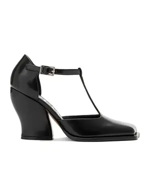 Loewe T-bar Chunky Heel Pumps - Black