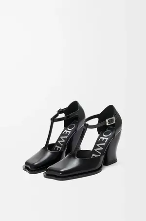 Loewe T-bar Chunky Heel Pumps - Black