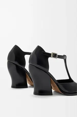 Loewe T-bar Chunky Heel Pumps - Black