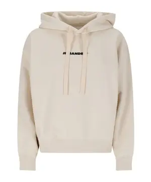 JIL SANDER Jil Sander Long Sleeve Logo Hoodie Dune