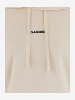 JIL SANDER Long Sleeve Logo Hoodie - Dune