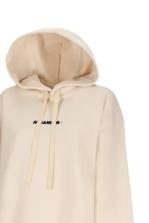 JIL SANDER Long Sleeve Logo Hoodie - Dune