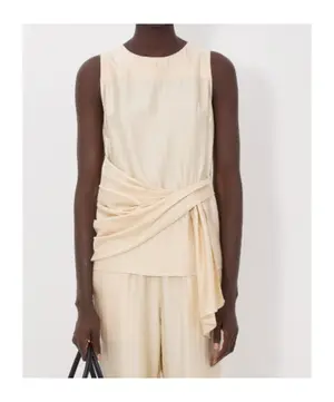 Loulou De Saison Fonda Draped Asymmetric Top - Ecru