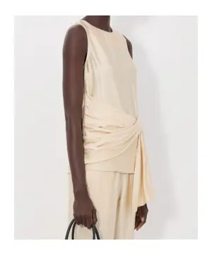 Loulou De Saison Fonda Draped Asymmetric Top - Ecru