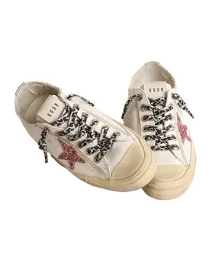 GOLDEN GOOSE V-star Glittered Sneakers - Nude