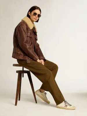 GOLDEN GOOSE V-star Glittered Sneakers - Nude