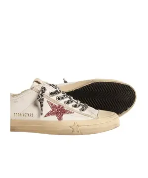 GOLDEN GOOSE V-star Glittered Sneakers - Nude
