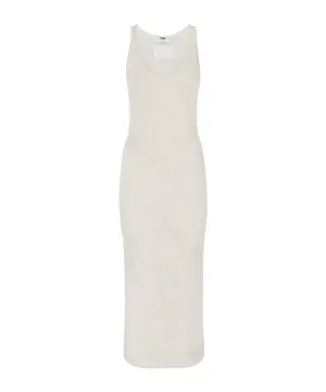 Fendi Sleeveless Mesh Knit Midi Dress - White
