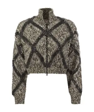 Brunello Cucinelli Zip-up Sequin Embellished Knit Cardigan