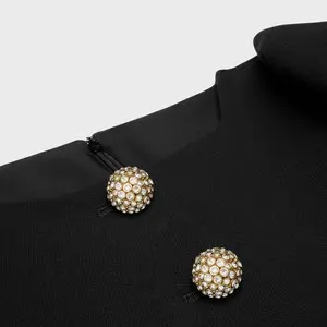 Celine Mini Dress With Jeweled Buttons In Wool Piqu