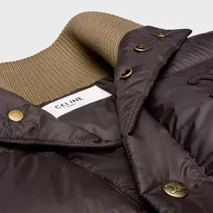 Celine Sleeveless Puffer Jacket In Light Nylon - Brown