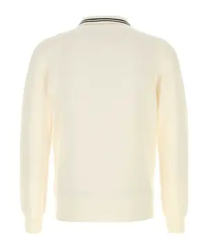 AUTRY Logo Embroidered Long-sleeve Polo Shirt - Ivory