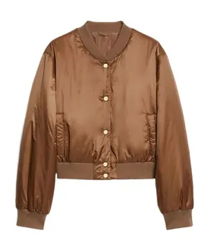 Max Mara Buttoned Long-sleeve Bomber Jacket - Caramel