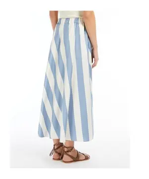 Max Mara Vidim Striped Cotton Silk-satin A-line Skirt
