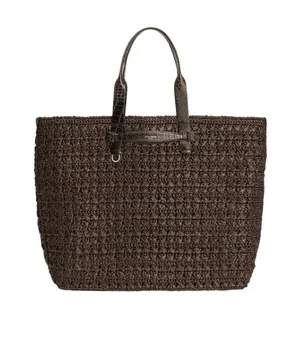 Dolce & Gabbana Crochet Raffia Shopper - Brown