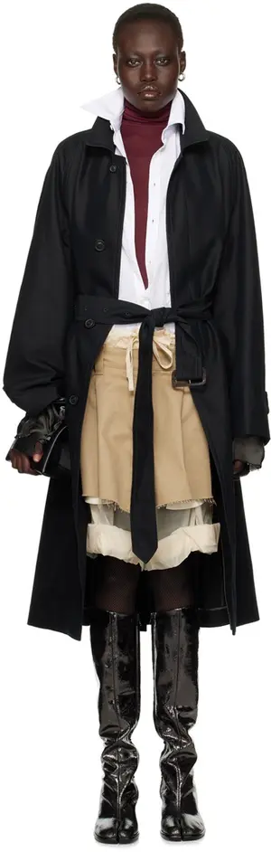 MAISON MARGIELA Single-breasted Trench Coat - Black