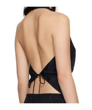ST. AGNI Halter Top With Cowl Neck And Handkerchief Hem - Black