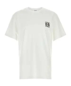 Loewe Logo Embroidered Crewneck T-shirt - White