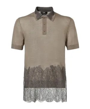 Fendi Lace Detailed Short Sleeved Polo Shirt