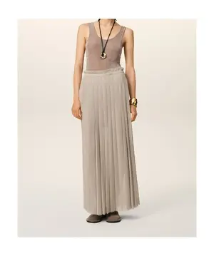 AMI Paris Pleated Maxi Skirt - Grey