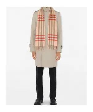 Burberry Checked Fringed-edge Scarf - Teacup