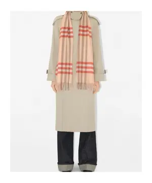 Burberry Checked Fringed-edge Scarf - Teacup