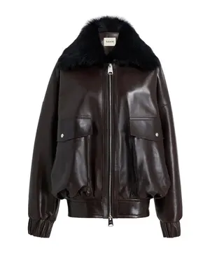 Khaite Daemon" Zip-up Bomber Jacket With Fur Collar - Black