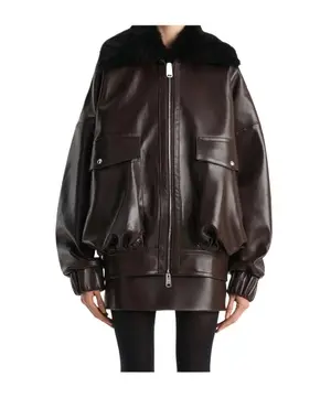 Khaite Daemon" Zip-up Bomber Jacket With Fur Collar - Black