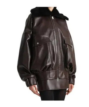 Khaite Daemon" Zip-up Bomber Jacket With Fur Collar - Black