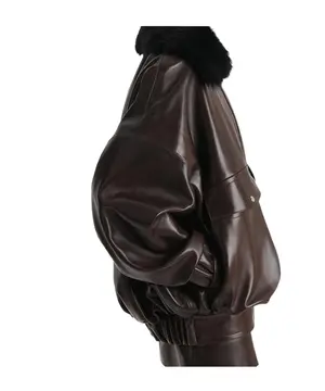 Khaite Daemon" Zip-up Bomber Jacket With Fur Collar - Black