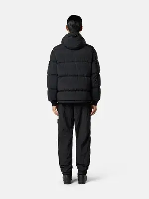 Stone Island Zipped Down Jacket With Drawstring Hood - Black
