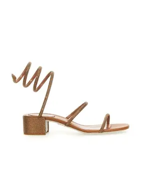 Rene Caovilla Embellished Open Toe Sandals - Brown