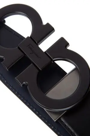 FERRAGAMO Double-sided Adjustable Belt With Gancini Buckle - Black