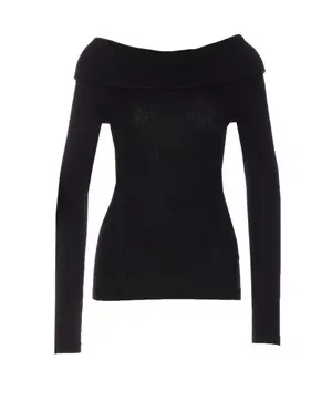 LISA YANG Claudina Off-the-shoulder Long-sleeve T-shirt - Black