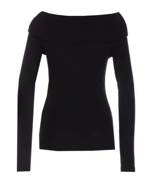 LISA YANG Claudina Off-the-shoulder Long-sleeve T-shirt - Black