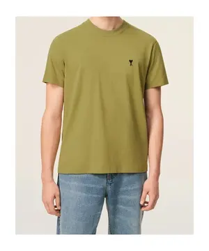 AMI Paris Crewneck T-shirt With Embroidered Logo - No
