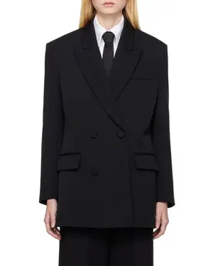 Valentino Garavani Double-breasted Long-sleeved Blazer - Black