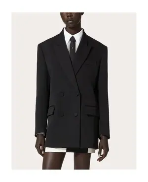 Valentino Garavani Double-breasted Long-sleeved Blazer - Black