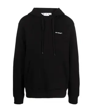 Off-White Logo Print Drawstring Hoodie - Black