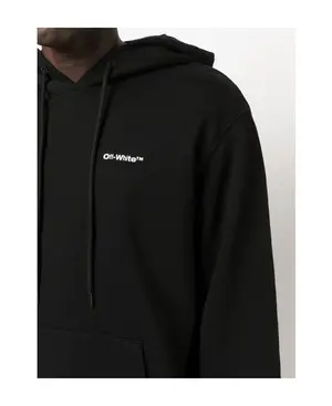 Off-White Logo Print Drawstring Hoodie - Black