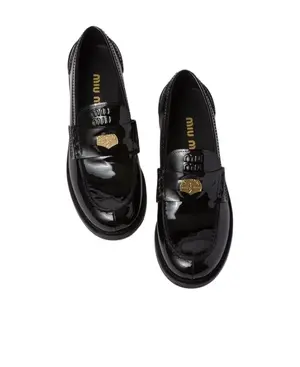 Miu Miu Round Toe Patent Loafers