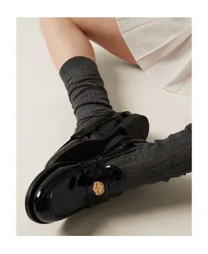 Miu Miu Round Toe Patent Loafers