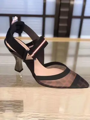Fendi Multicolor Tech Mesh High-heeled Slingbacks - Brown